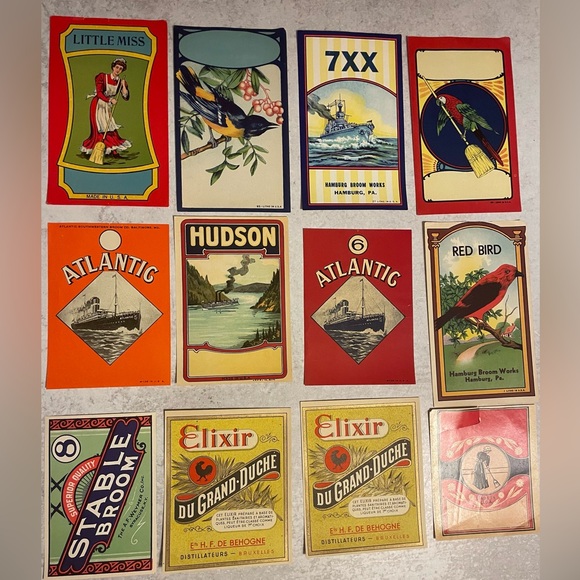 broom | Art | 2 Old Vintage 192s 1940s Broom Elixir Advertising Labels ...